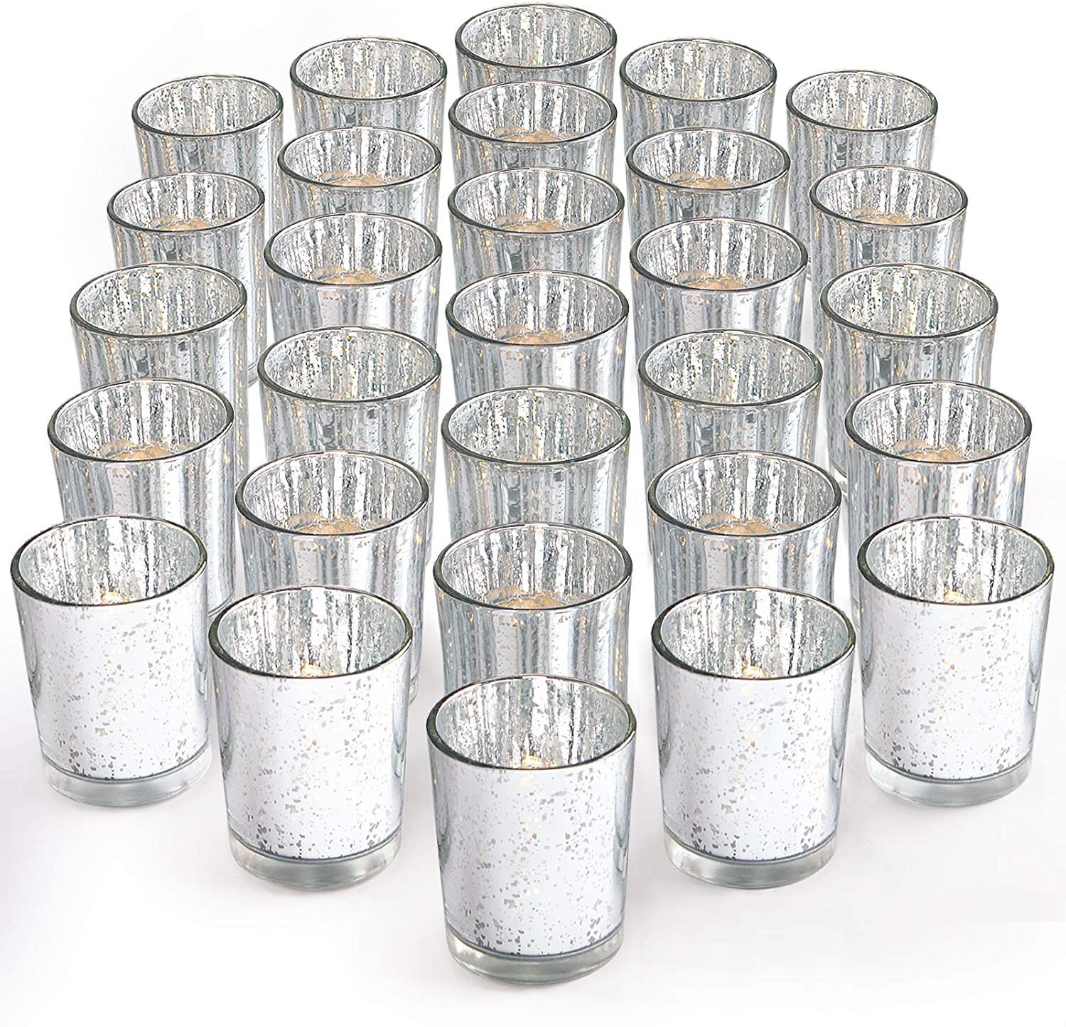 Silver Votive Candle Holders Set Of 36 Speckled Mercury Gold Etsy