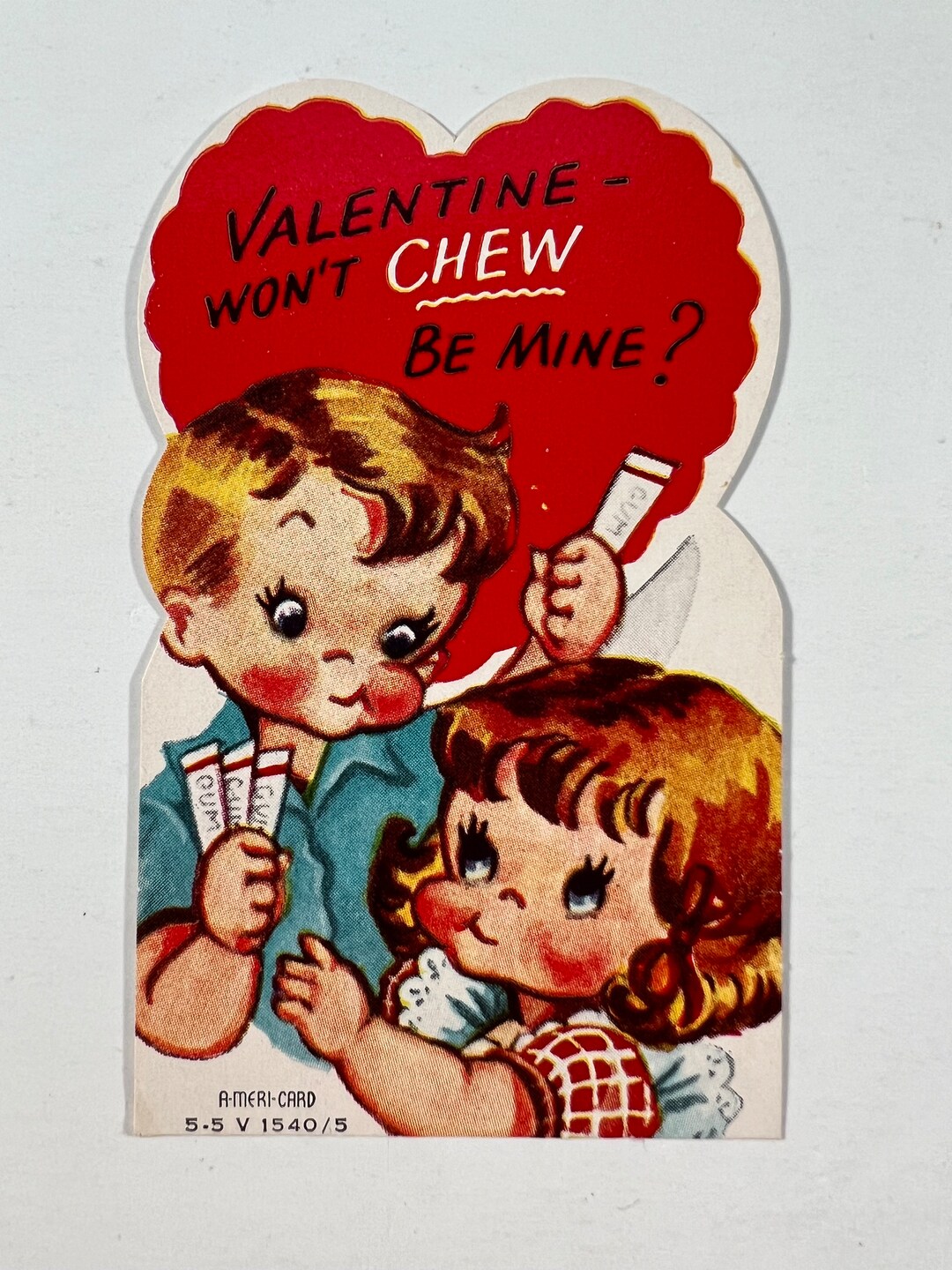 Vintage Children With Gum Valentine Greeting Card valentine Wont Chew ...
