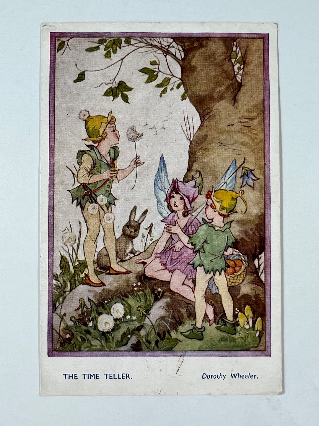 Vintage Fairy Anthropomorphic Postcard - Fairies Sitting, Bunny, “the ...