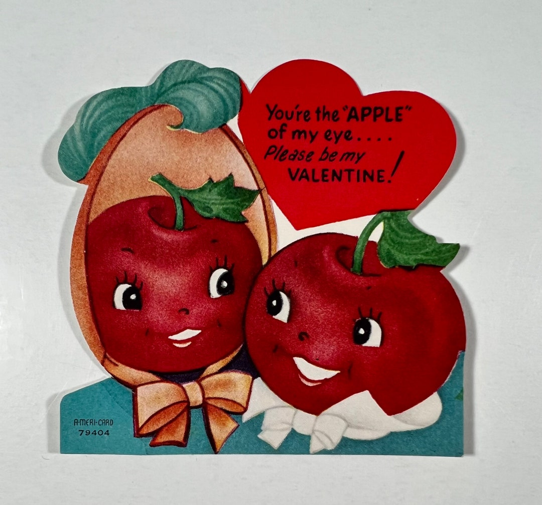 Vintage Anthropomorphic Apples Valentine Greeting Card - “you’re the ...