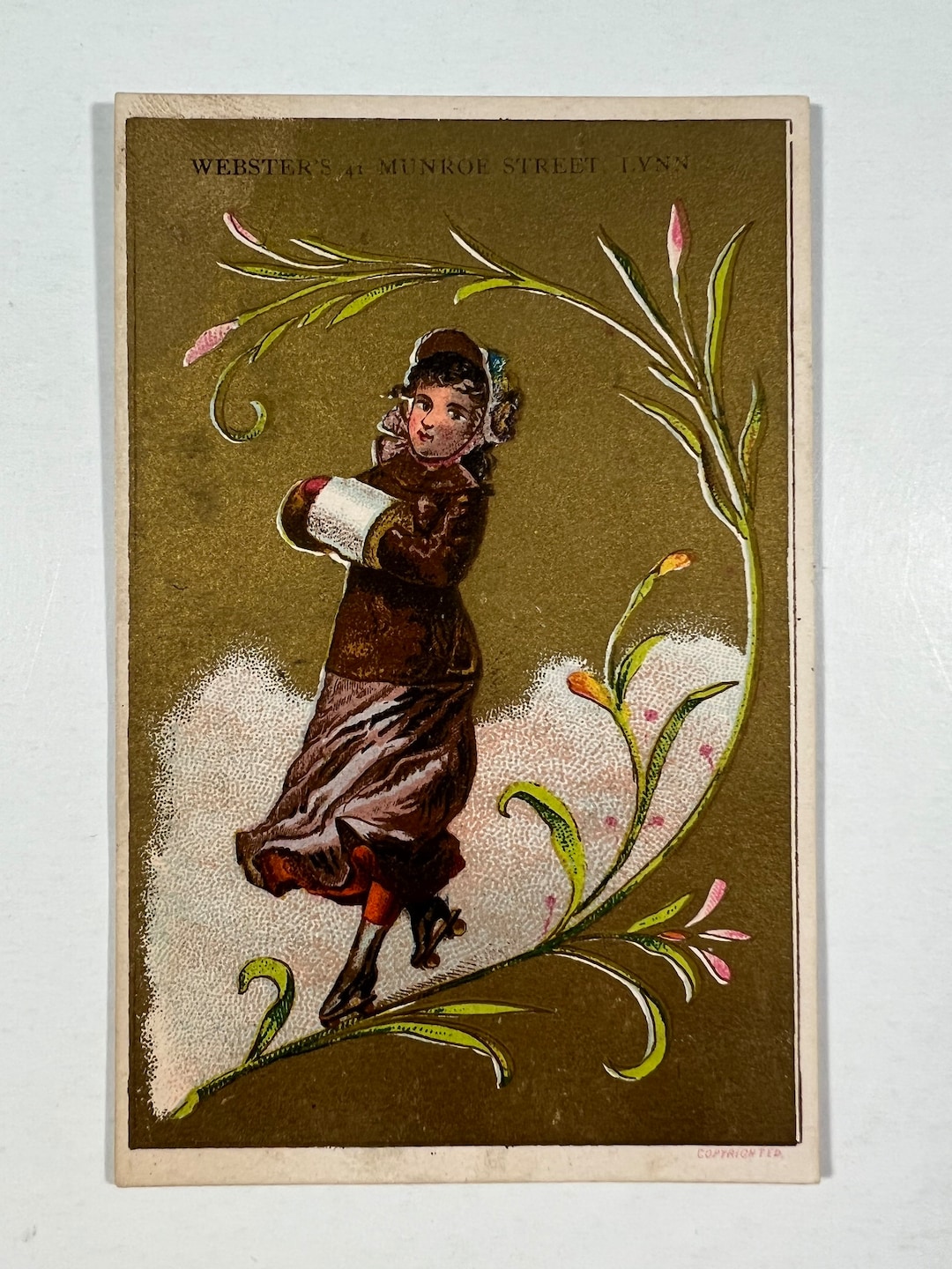 Victorian Lady Advertising Trade Card Lady Walking on Flower Stem - Etsy