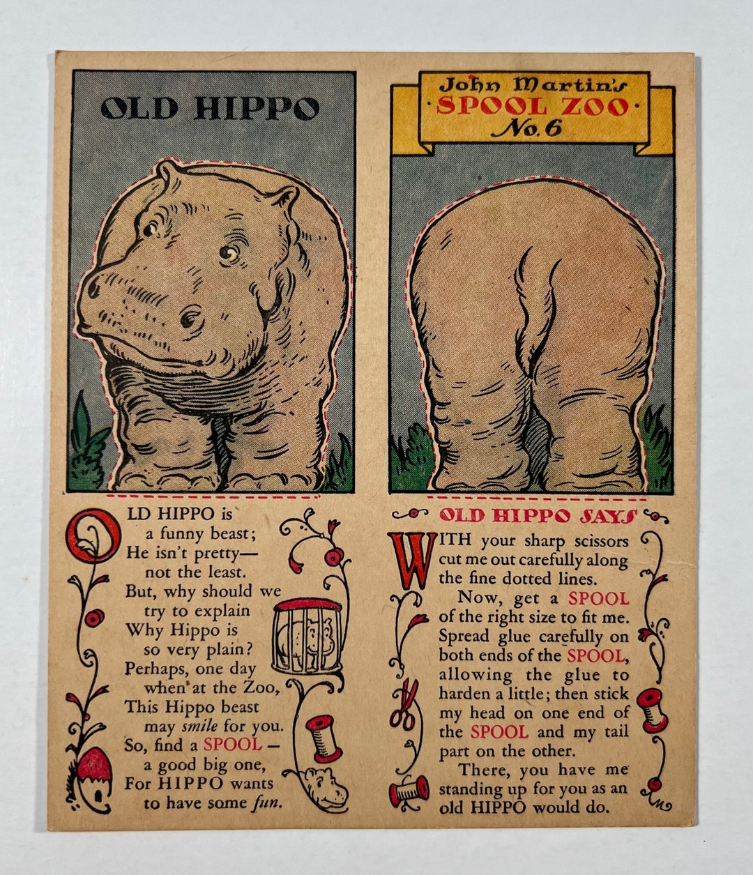 Victorian Old Hippo Clark’s Advertising Trade Card - Spool Zoo Set, O.N ...