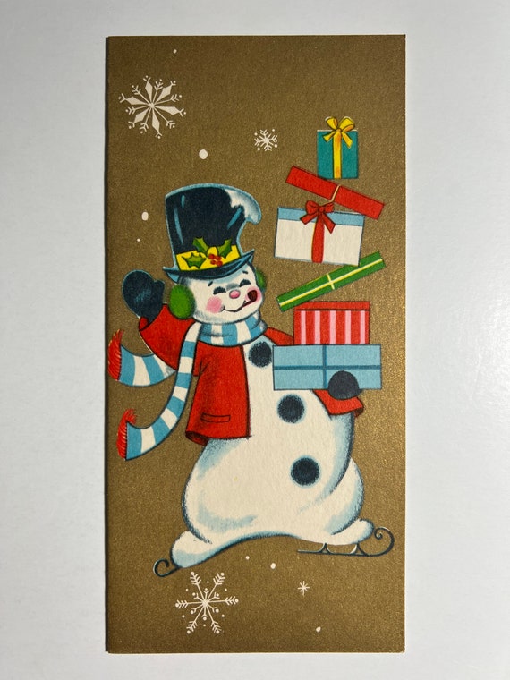 Vintage Snowman Rust Craft Christmas Greeting Card Snowman - Etsy