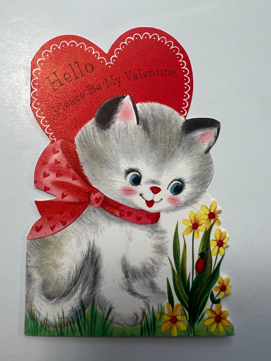 Vintage Cat Hallmark Valentine Greeting Card hello Please Be My ...
