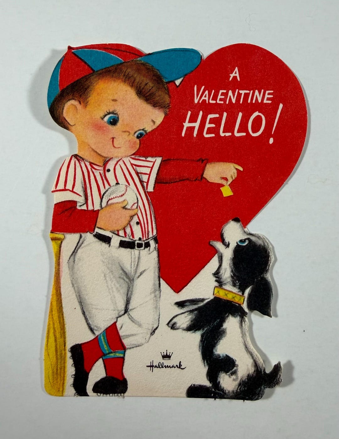 Vintage Baseball Hallmark Valentine Greeting Card - Baseball Player ...