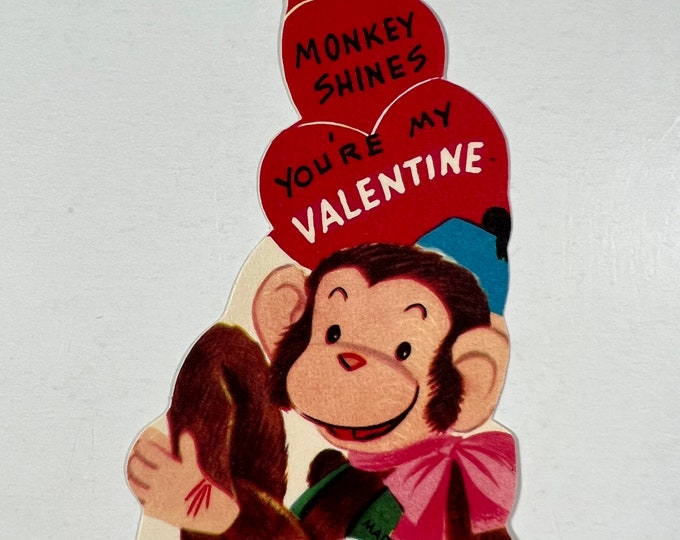 Vintage Monkey Valentine Greeting Card no Monkey Shines Youre My ...