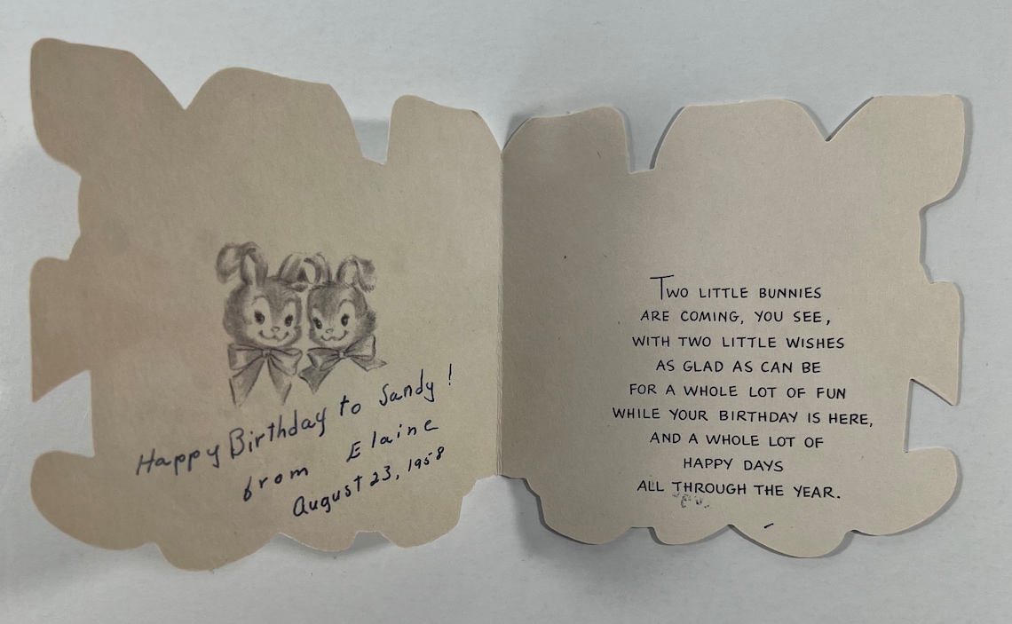 Vintage Bunny Hallmark Birthday Greeting Card - Bunnies Carrying Flower ...