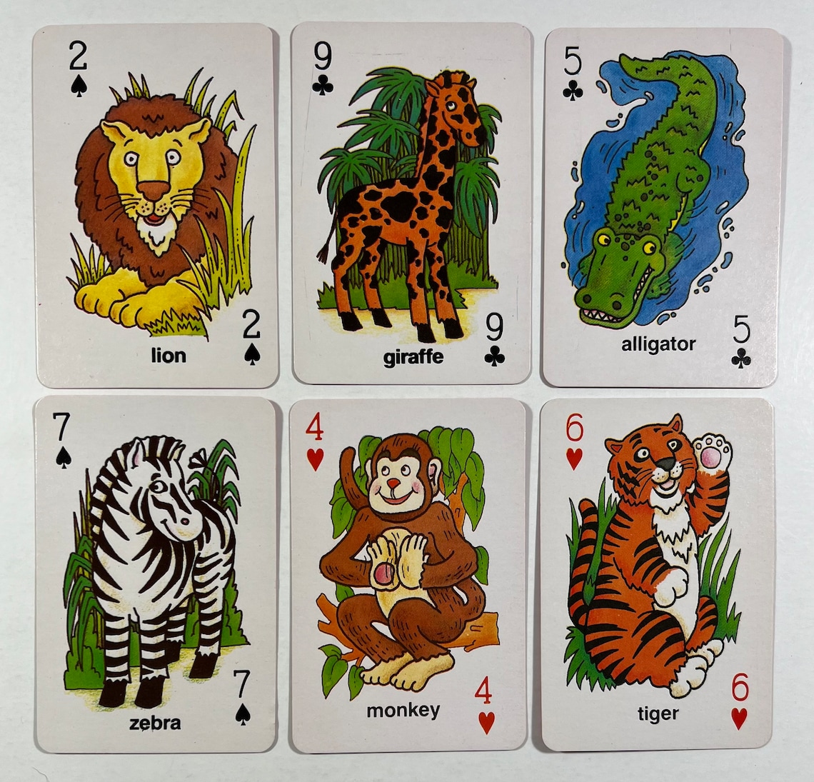 Vintage Set of 6 Zoo Animals Playing Cards Jungle Animals - Etsy