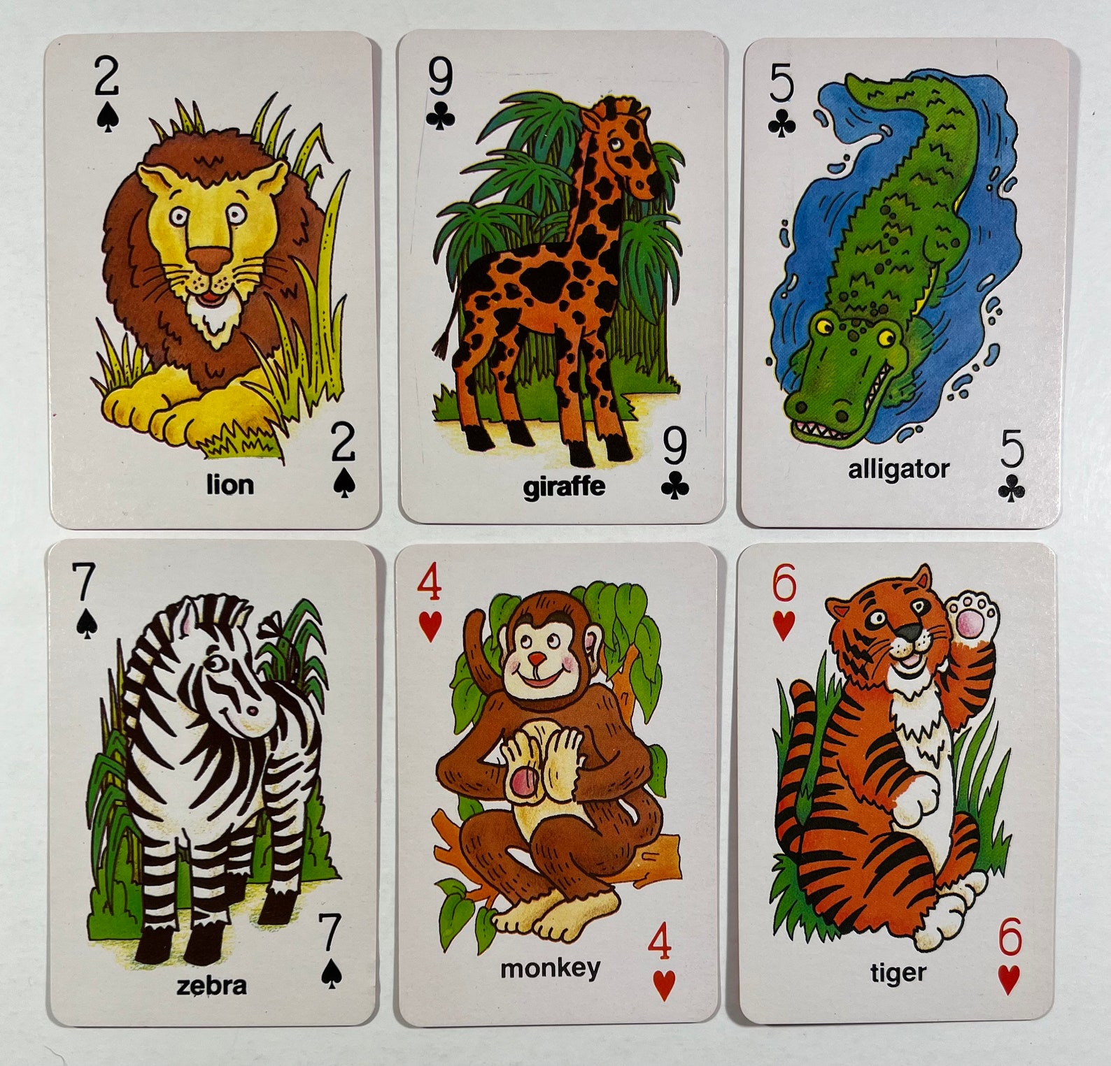 Vintage Set of 6 Zoo Animals Playing Cards Jungle Animals - Etsy