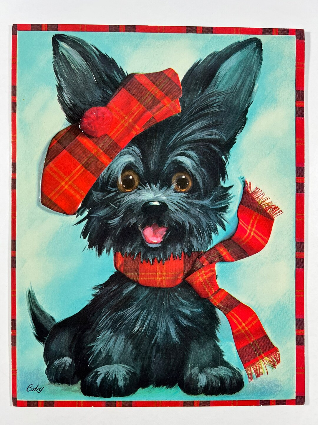 Vintage Coby Greeting Card - Scottie Dog, Wearing Scarf & Hat, Birthday ...