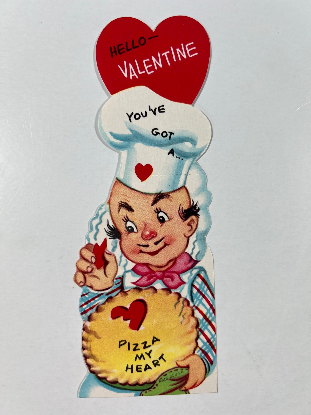 Vintage Chef Making Pizza Valentine Greeting Card - “valentine You’ve ...
