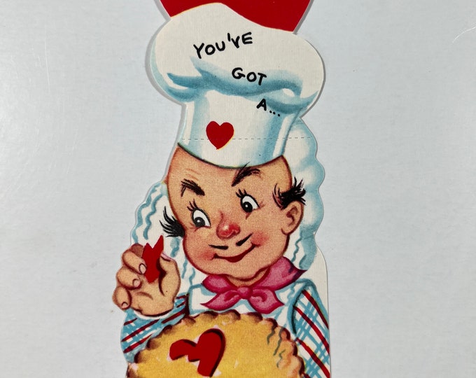Vintage Chef Making Pizza Valentine Greeting Card - “valentine You’ve ...