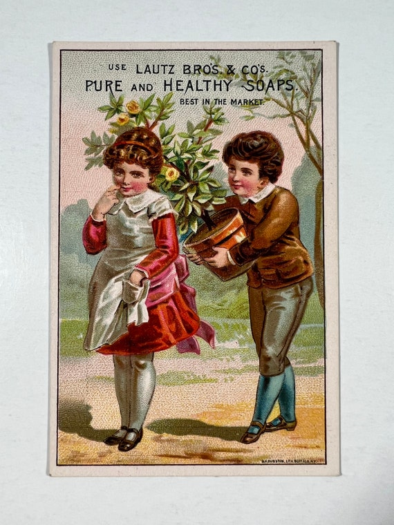 Victorian Girl & Boy Advertising Trade Card Boy Holding - Etsy