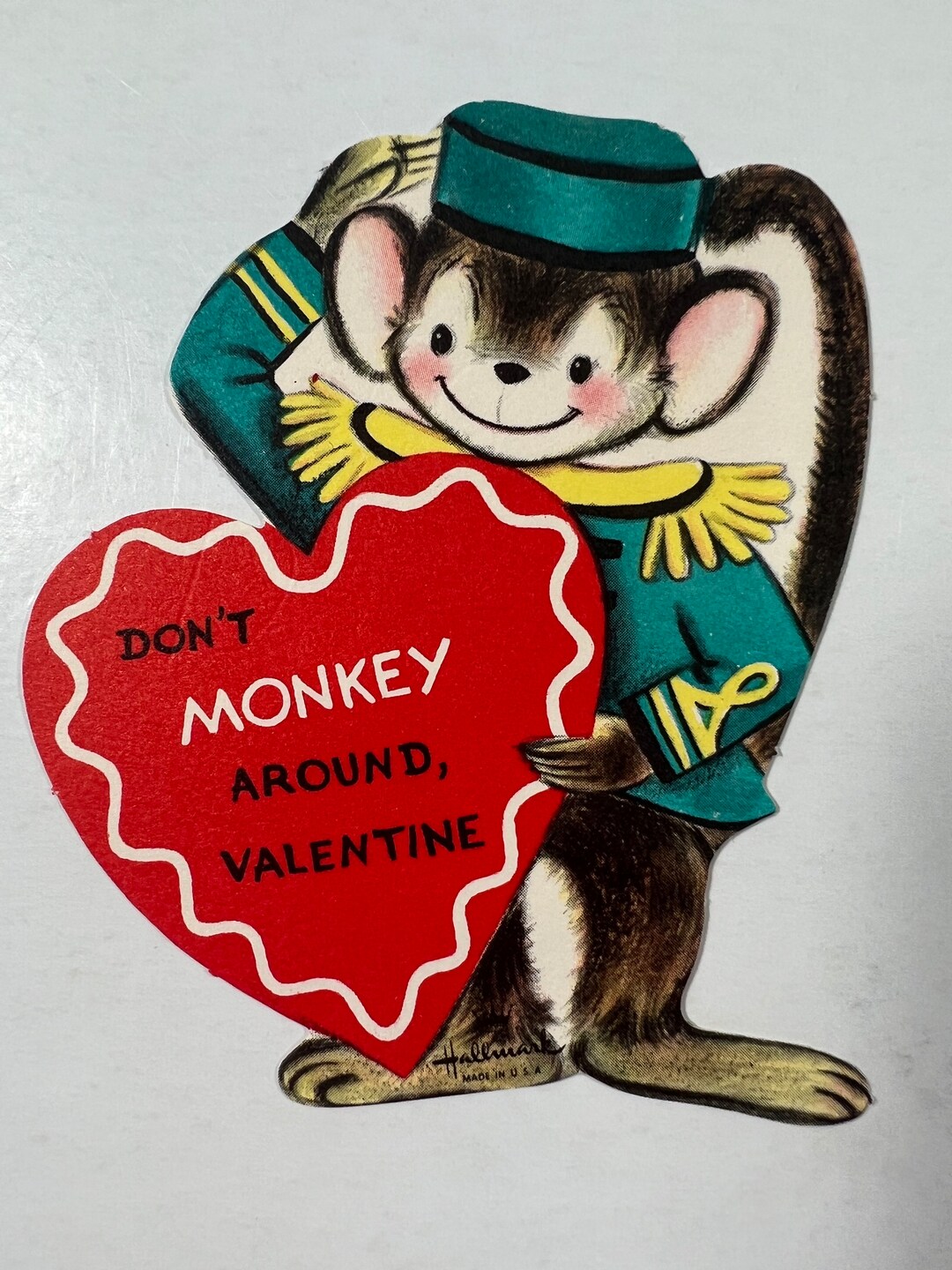 Vintage Monkey Hallmark Valentine Greeting Card Monkey Wearing Hat ...