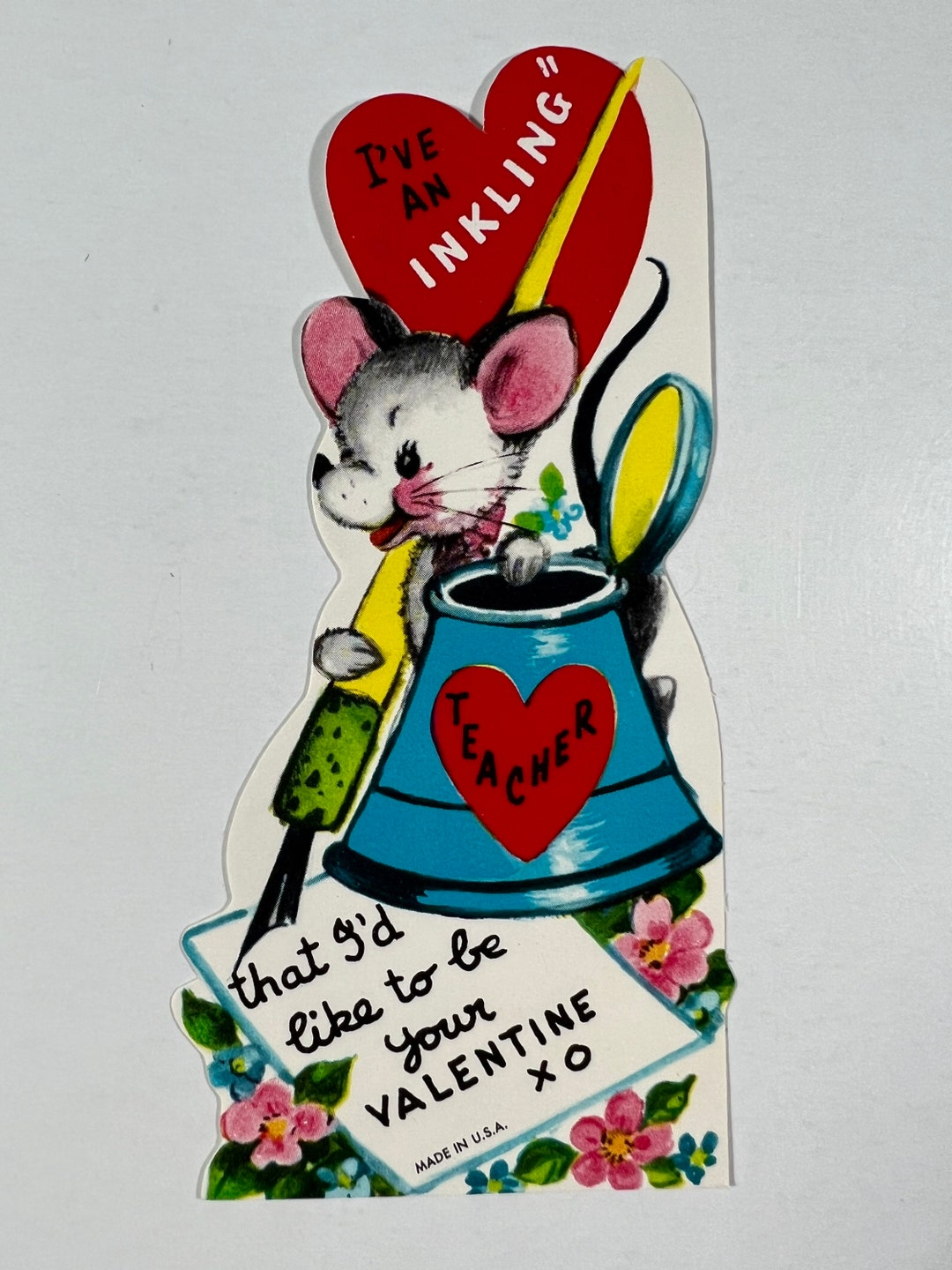 Vintage Mouse Valentine Greeting Card - “i’ve an Inkling That I’d Like ...