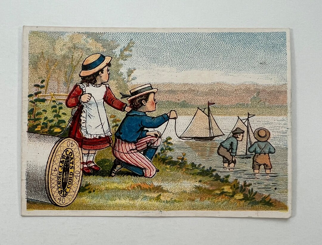 Victorian Children & Sailboat Advertising Trade Card - Girl and Boy ...