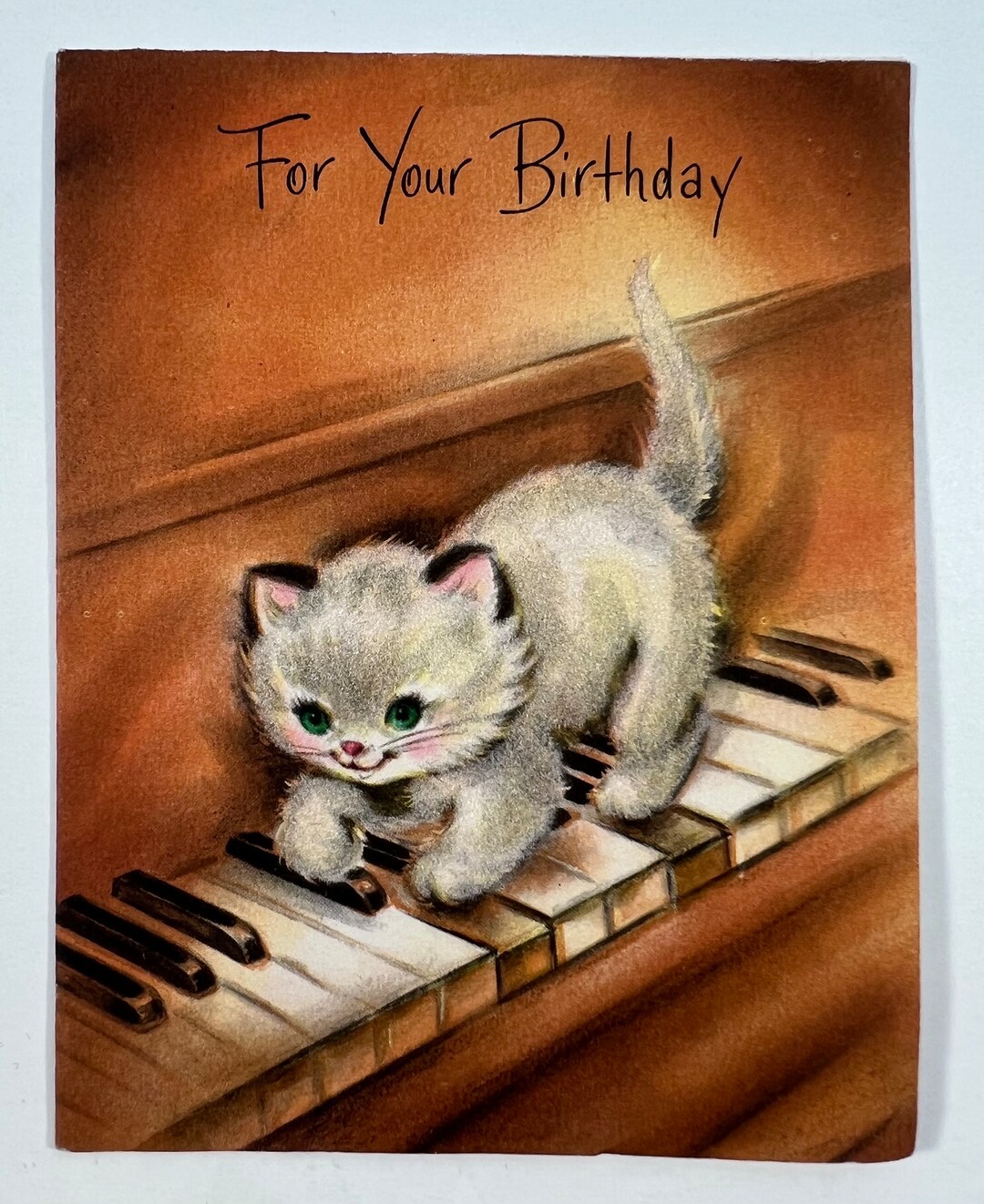 Vintage Cat Hallmark Birthday Greeting Card - Kitty Cat Walking on ...