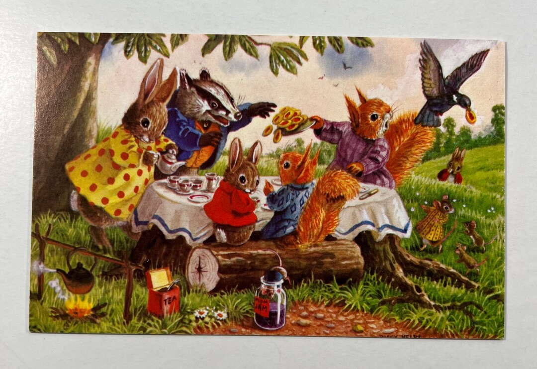 Vintage Anthropomorphic Bunny & Animals Postcard Bunnies - Etsy