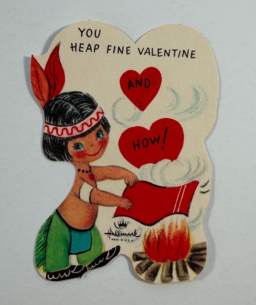 Vintage Indian With Fire Hallmark Valentine Greeting Card - “you Heap ...
