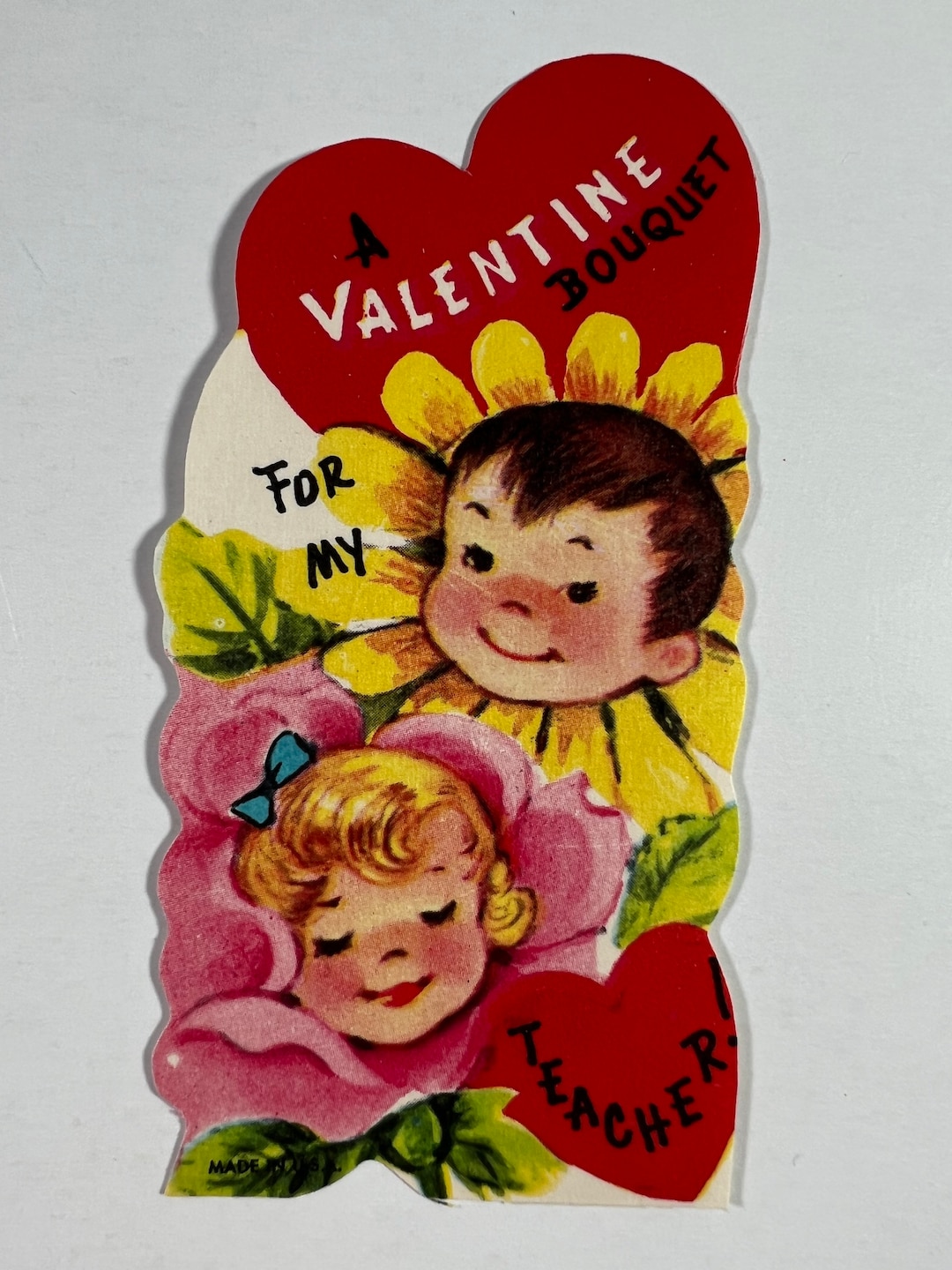 Vintage Anthropomorphic Flowers Valentine Greeting Card - Girl Rose ...