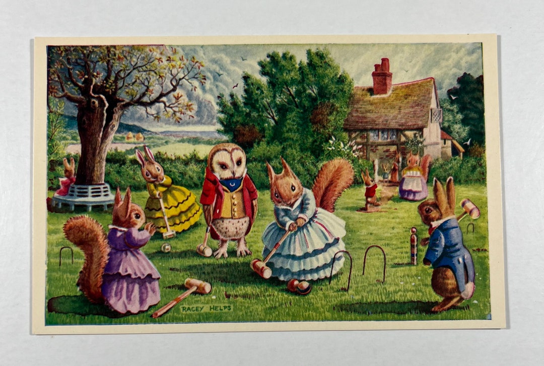 Vintage Anthropomorphic Bunny & Animals Postcard Bunnies and Animals ...