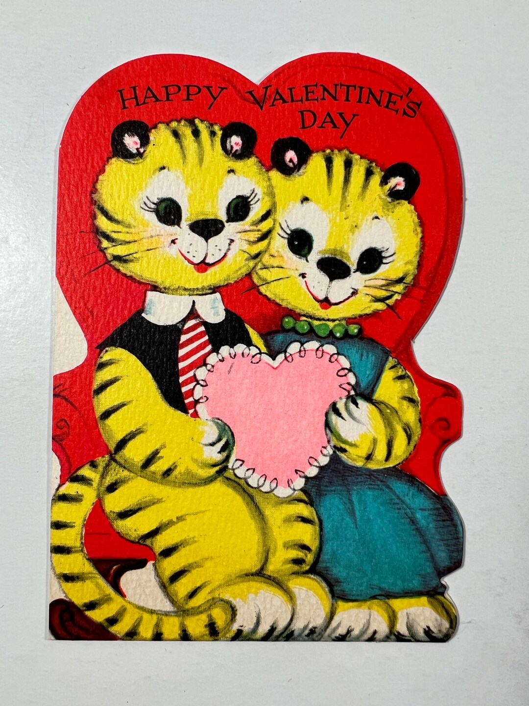 Vintage Tiger Gibson Valentine Greeting Card - Tigers Sitting on Chair ...