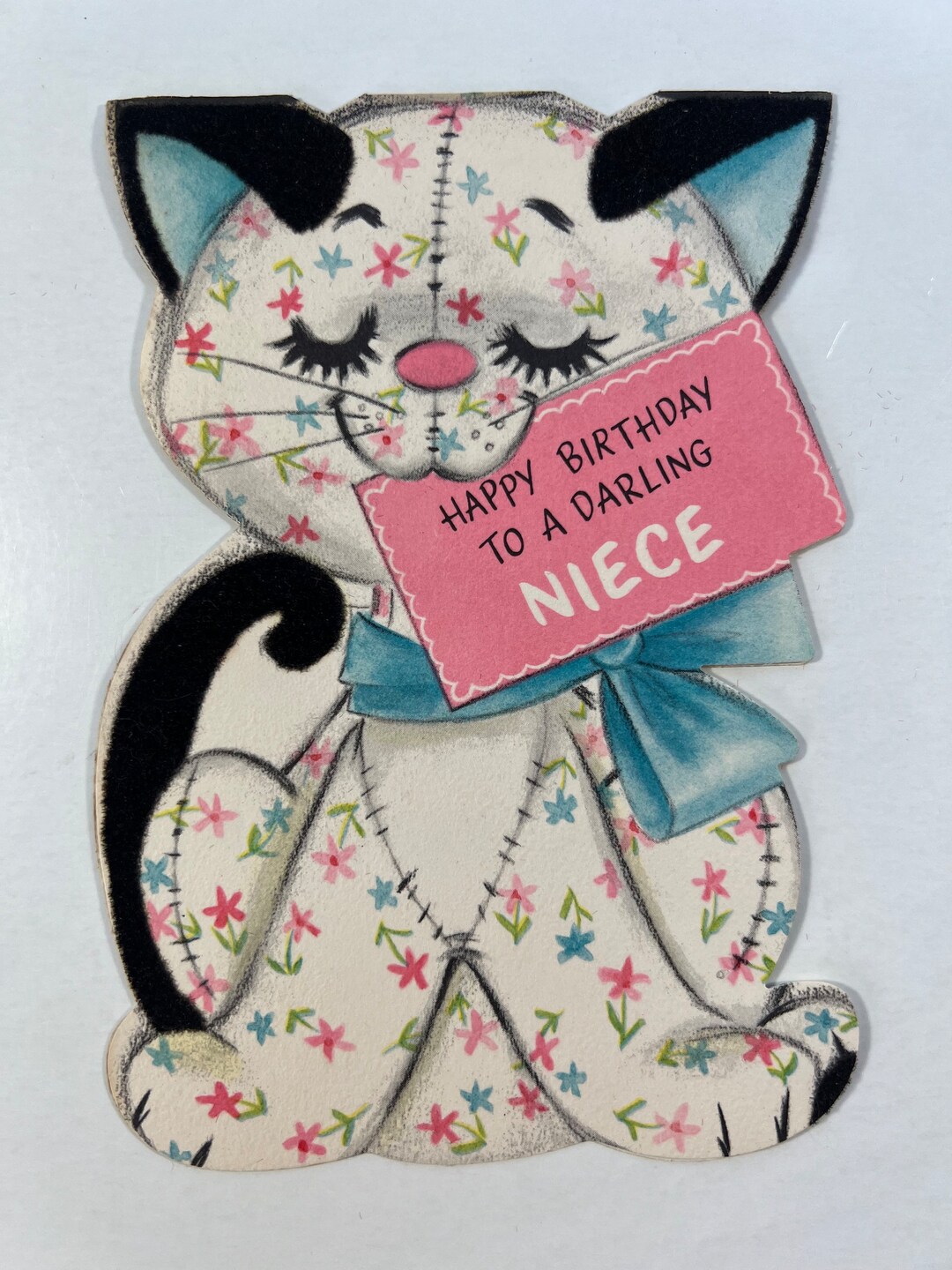 Vintage Cat Hallmark Birthday Greeting Card - Kitty Cat Holding Sign ...