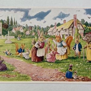 Vintage Anthropomorphic Bunny & Animals Postcard Bunnies - Etsy