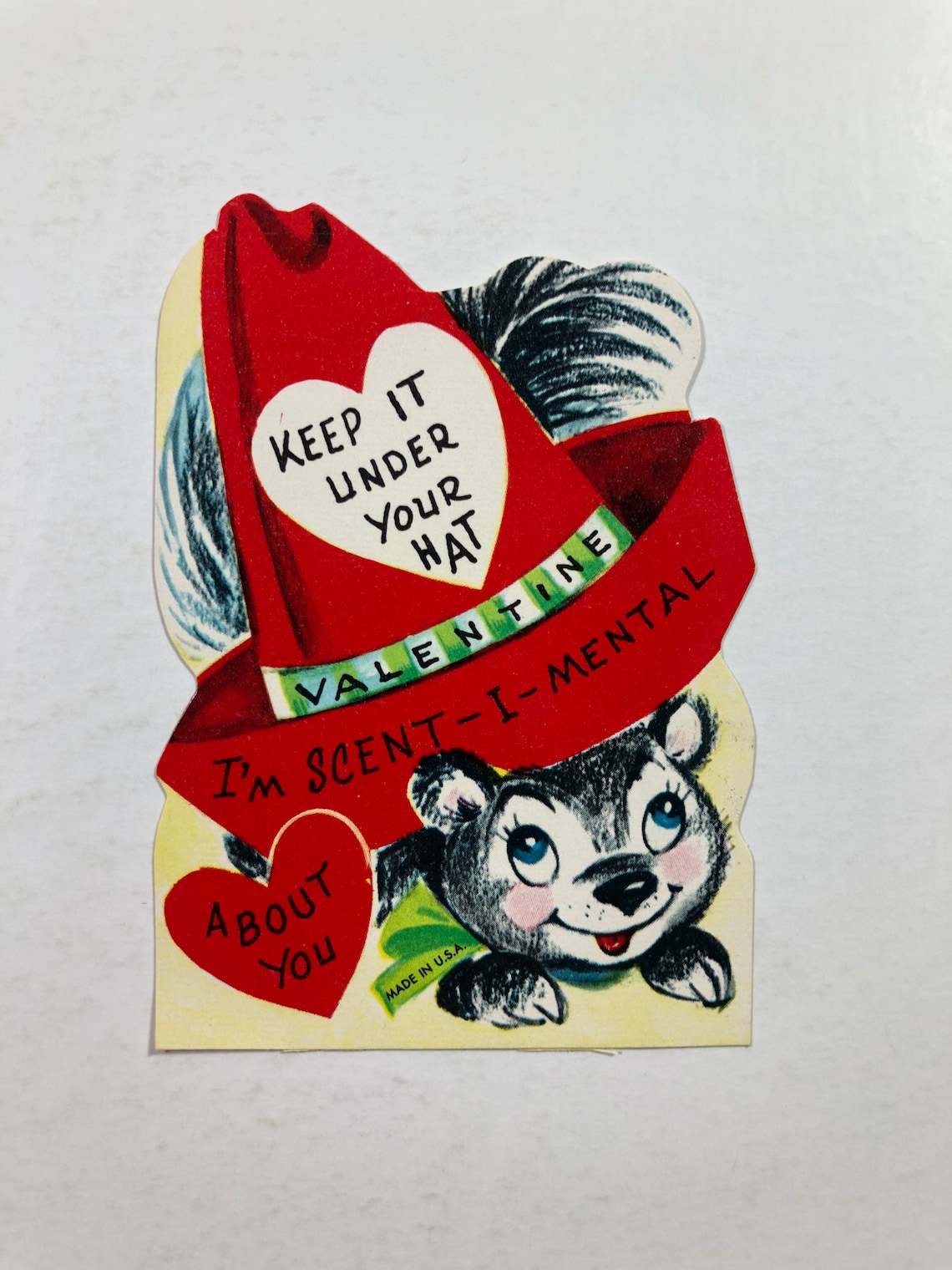 Vintage Skunk Valentine Greeting Card - Skunk Wearing Sombrero Hat A186 ...
