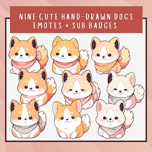 9 Kawaii Chibi Dog Emotes / Sub Badges | Twitch, Discord, and Youtube ...