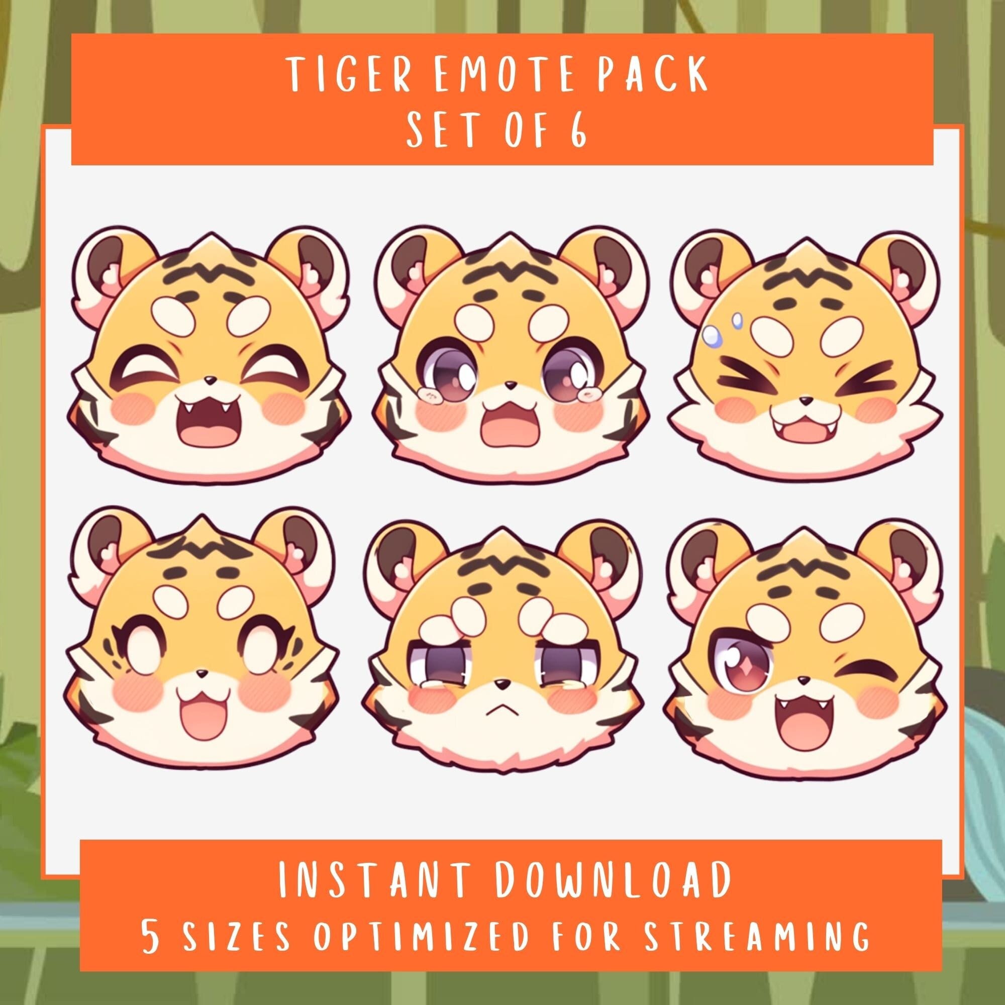 Cute Chibi Tiger Emote Set of 6 | Twitch, Discord, and Youtube | Sub ...