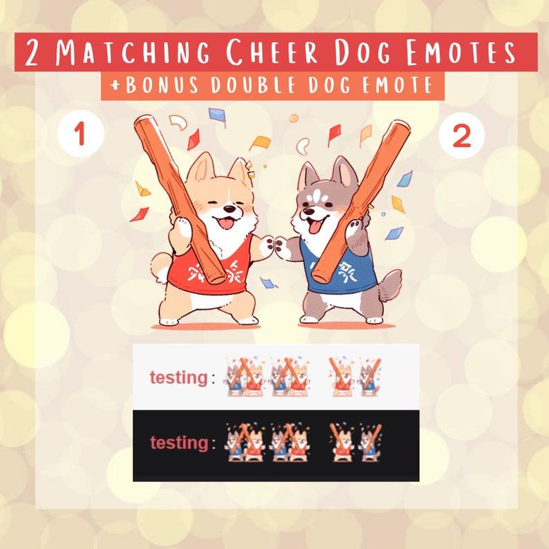 2 Matching Cheer Dog Emotes for Twitch, Discord, and Youtube + Bonus ...