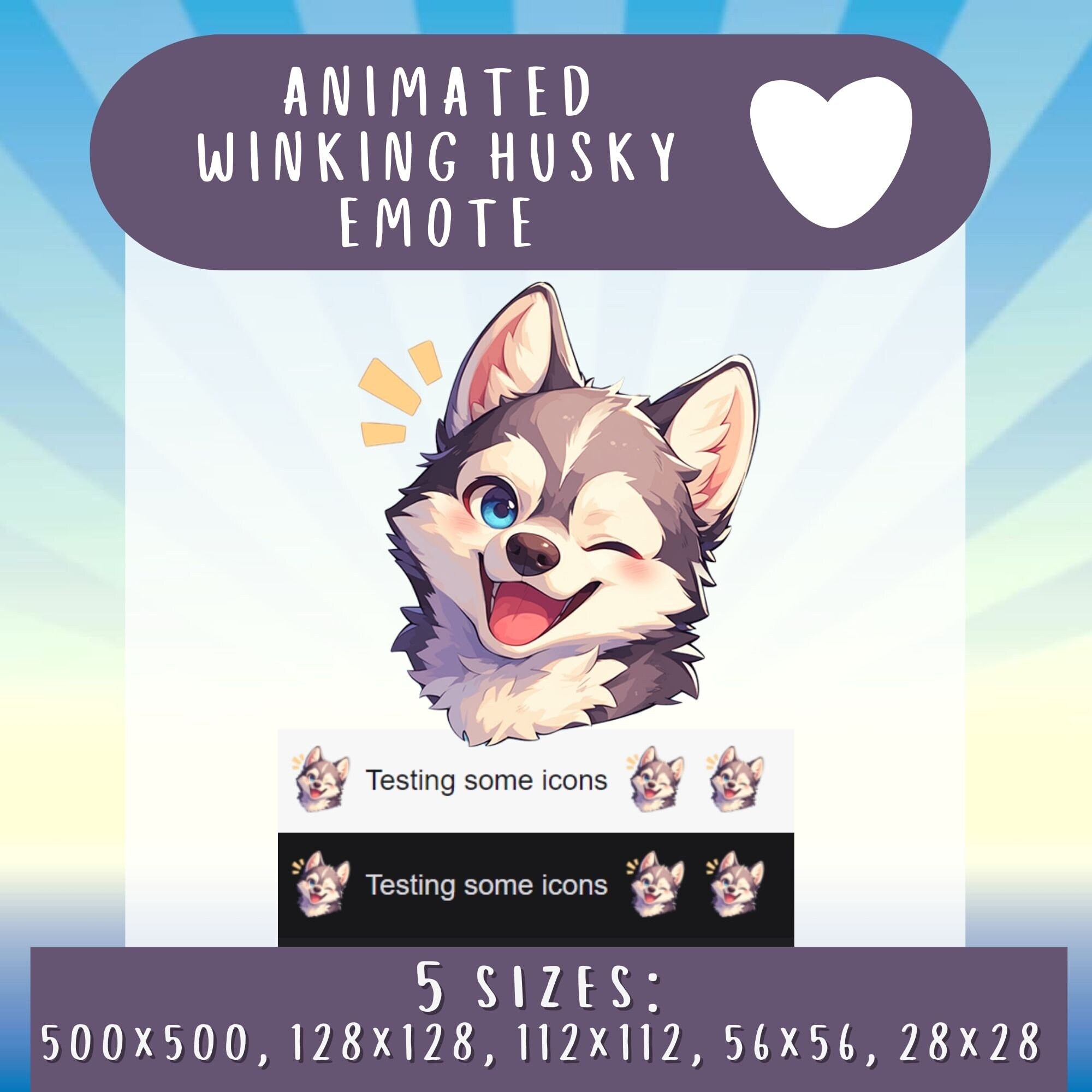 Animated Winking Husky Emote | Optimized for Twitch, Discord, and ...