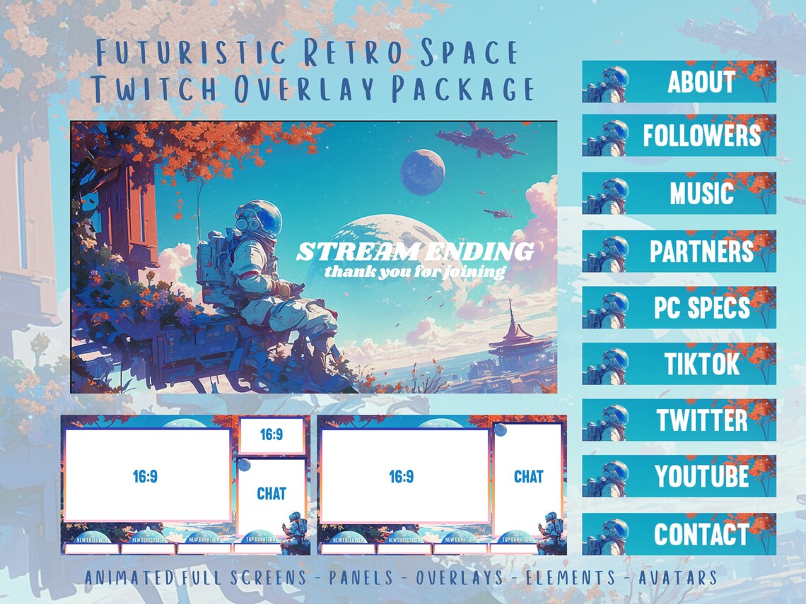Future Retro Twitch Overlay Bundle | Animated + Static Full Screens ...