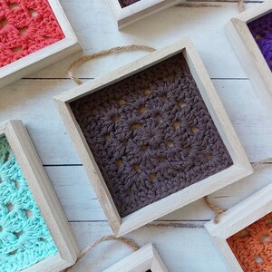 Brown Granny Square Shadow Box, Brown Granny Square Wall Hanging ...