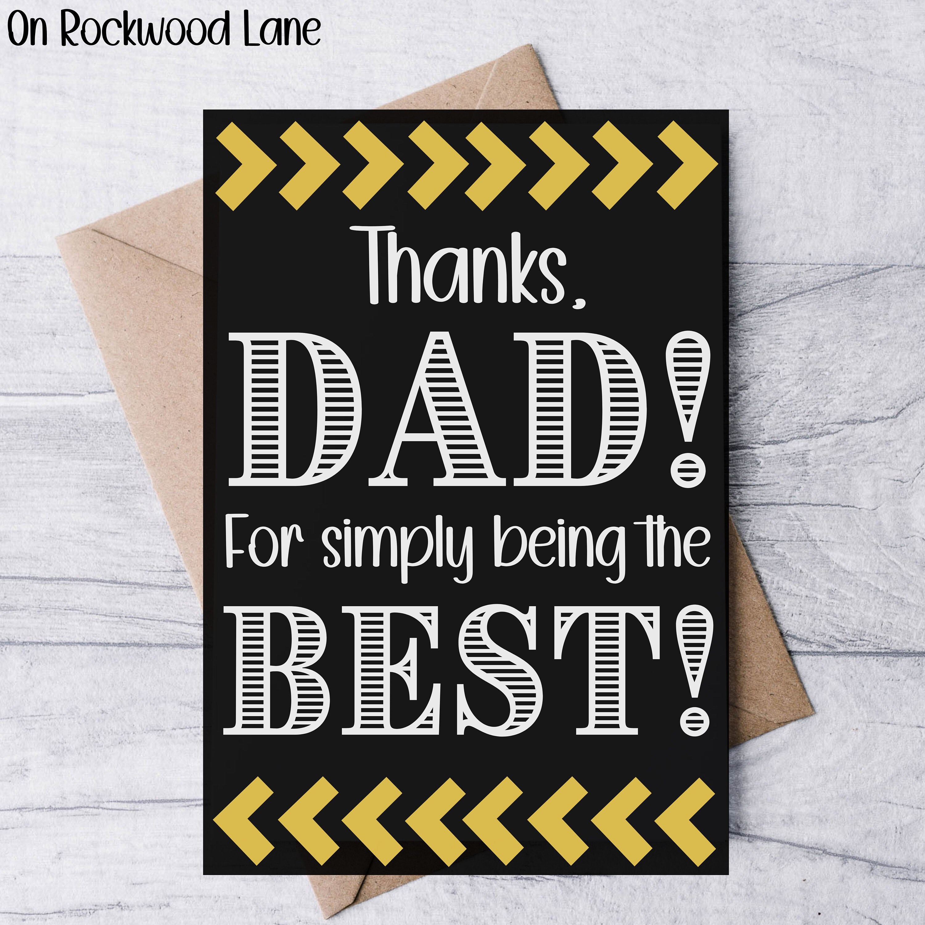 Printable Father's Day Card, Printable Thank You Dad Card, Printable ...