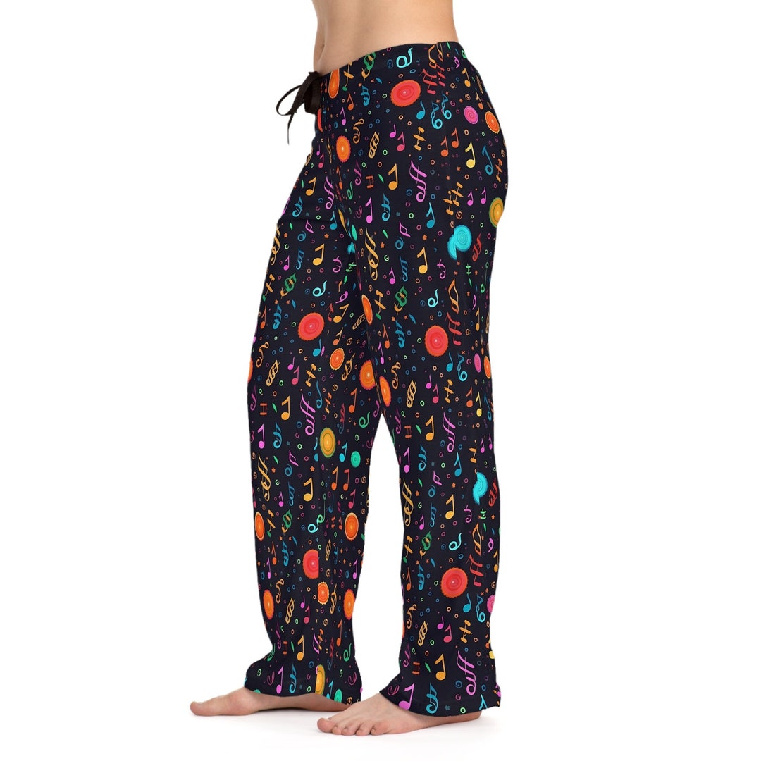 Cute Womens Music Note Pajama PJ Pants, Gift for Musician Pajama PJ ...