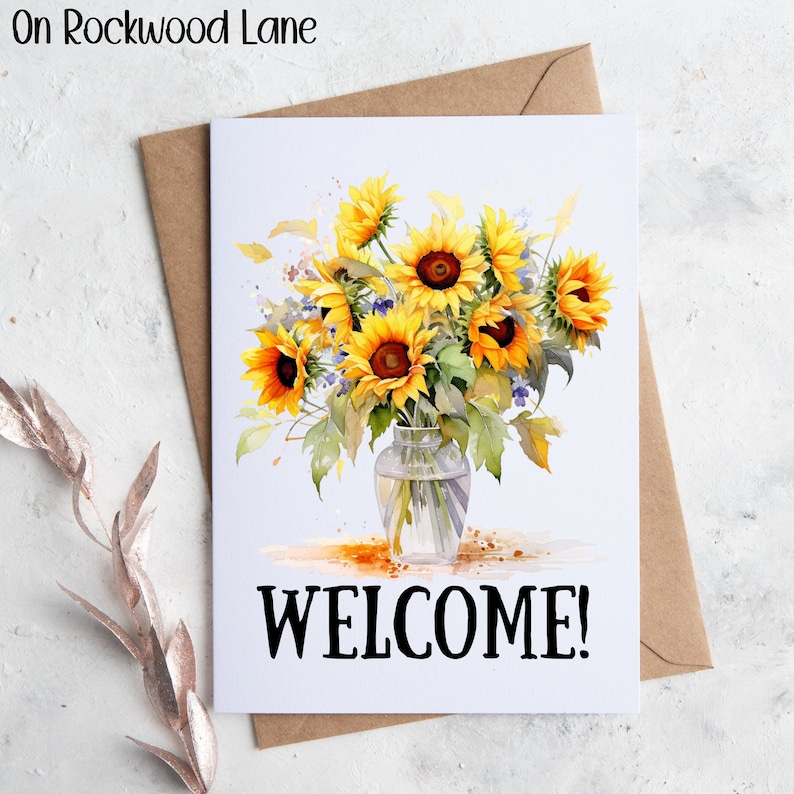 Sunflower Welcome Card, Sweet Welcome Card, Vacation Welcome Card, Fall ...
