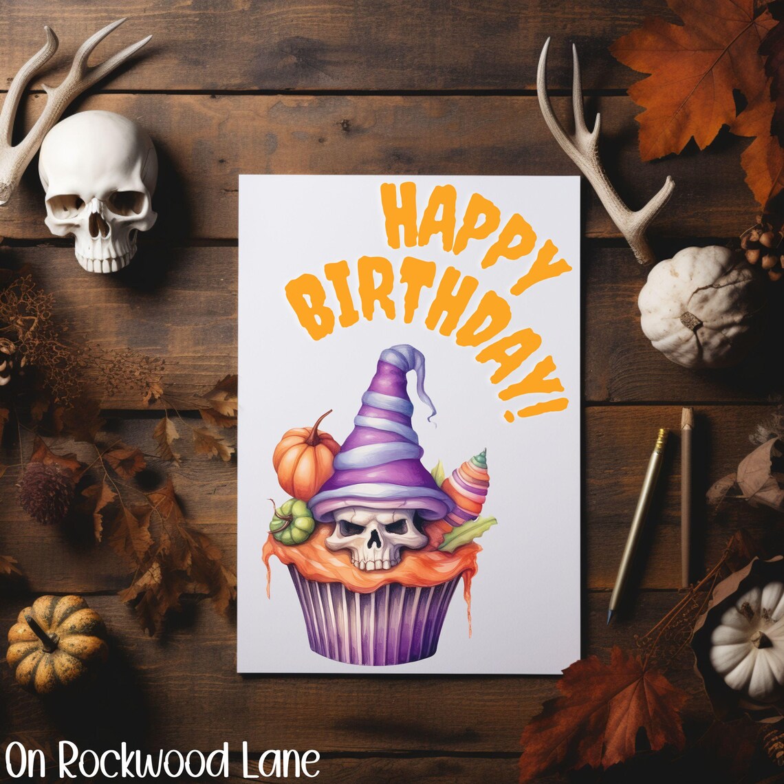 Spooky Cupcake Birthday Card, Halloween Cupcake Birthday Card, Spooky ...