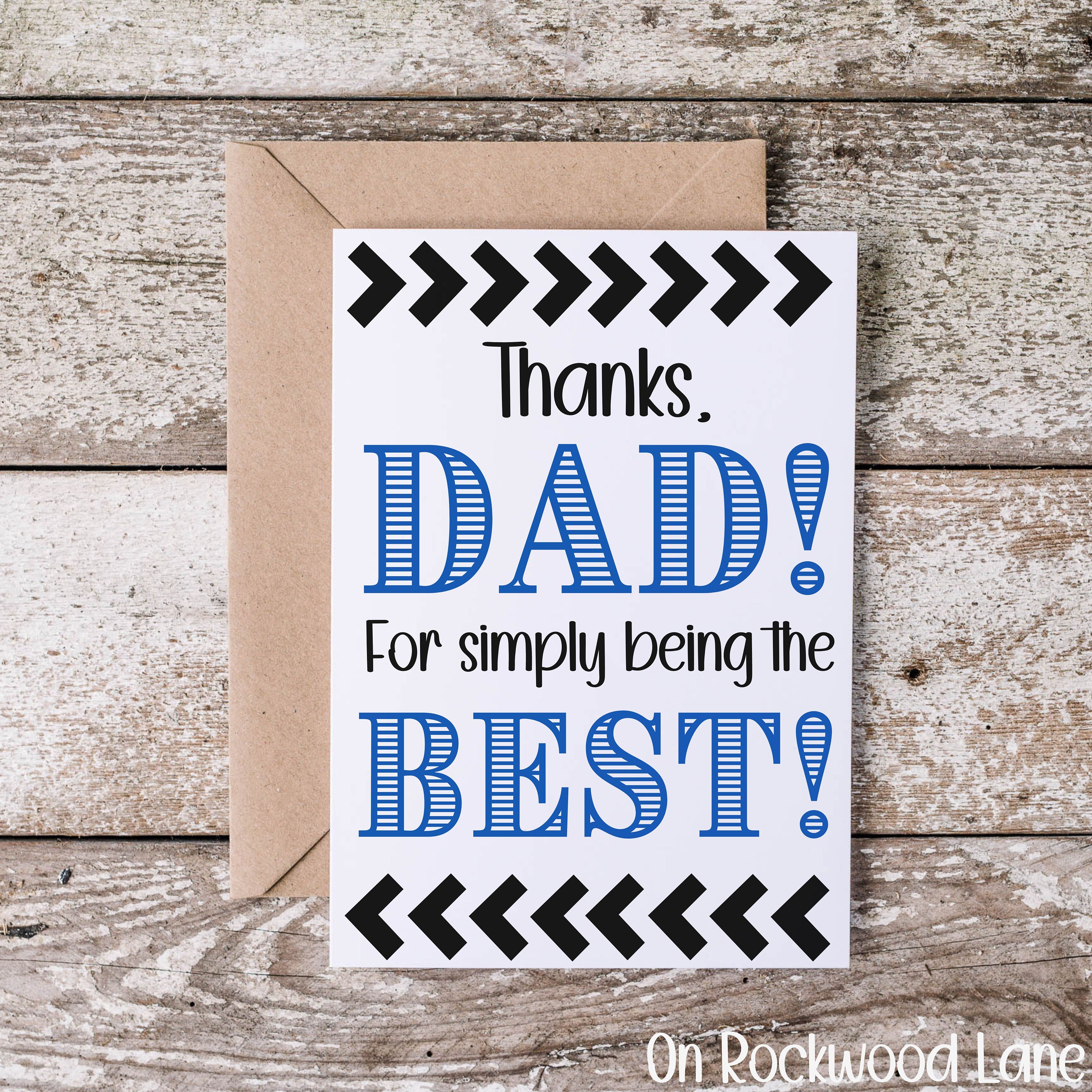 Printable Father's Day Card, Printable Thank You Dad Card, Printable ...