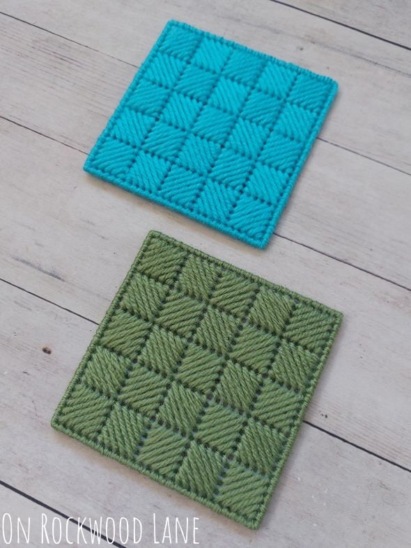 Easy Plastic Canvas Coaster Pattern, Scottie Sage Coaster Plastic Canvas Pattern, Spring Plastic ...