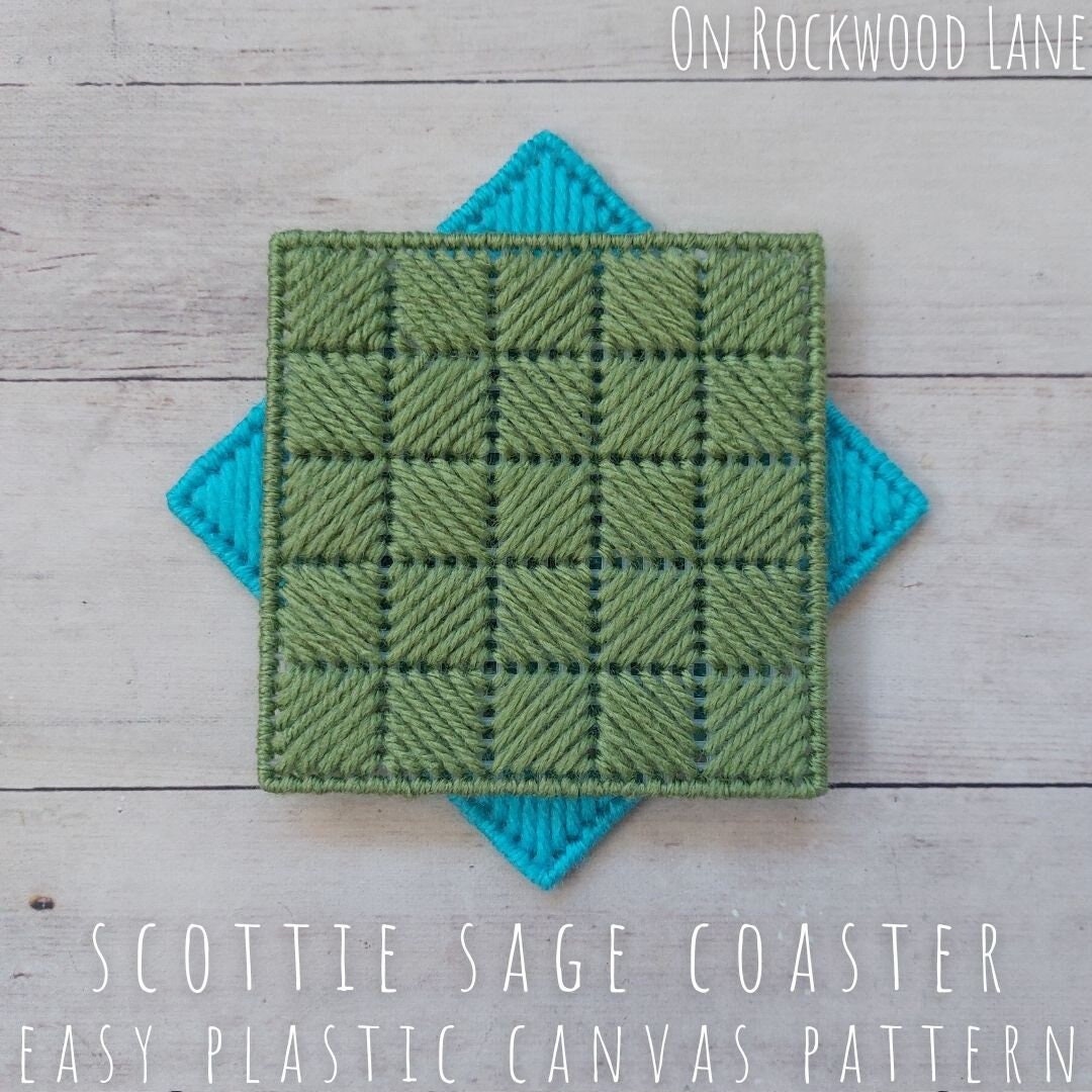 Easy Plastic Canvas Coaster Pattern, Scottie Sage Coaster Plastic ...