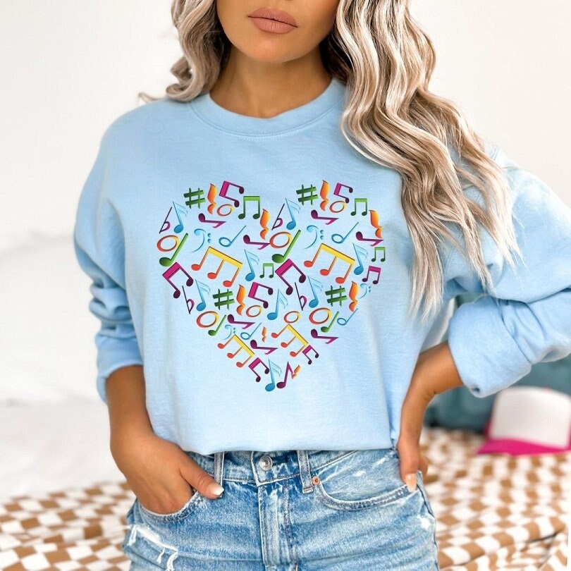 Music Note Heart Sweatshirt, Gift for Musician Sweatshirt, Gift for ...