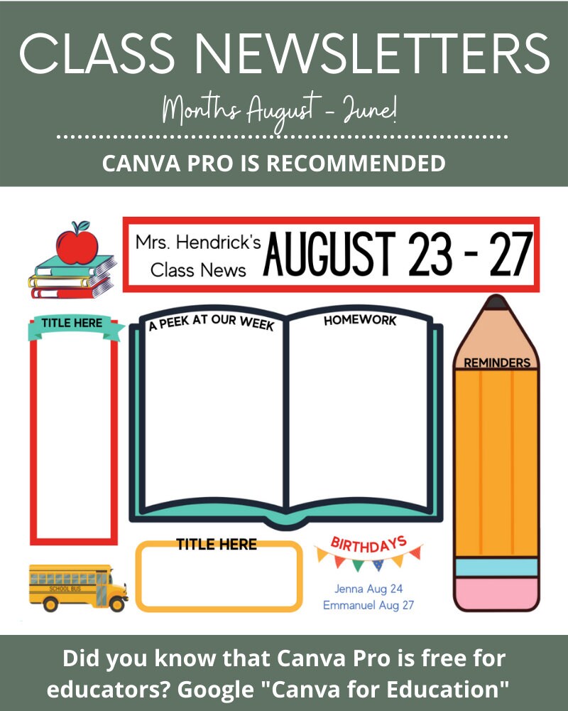 Editable Class Newsletter Template - Etsy