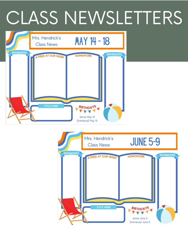 Editable Class Newsletter Template - Etsy