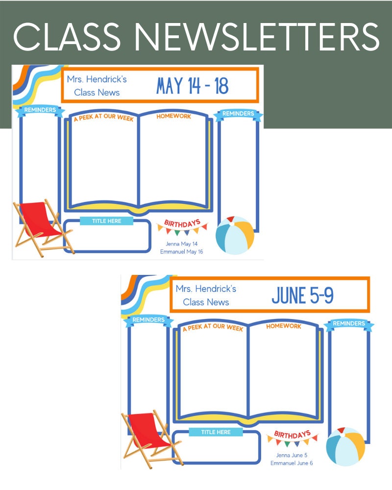 Editable Class Newsletter Template - Etsy