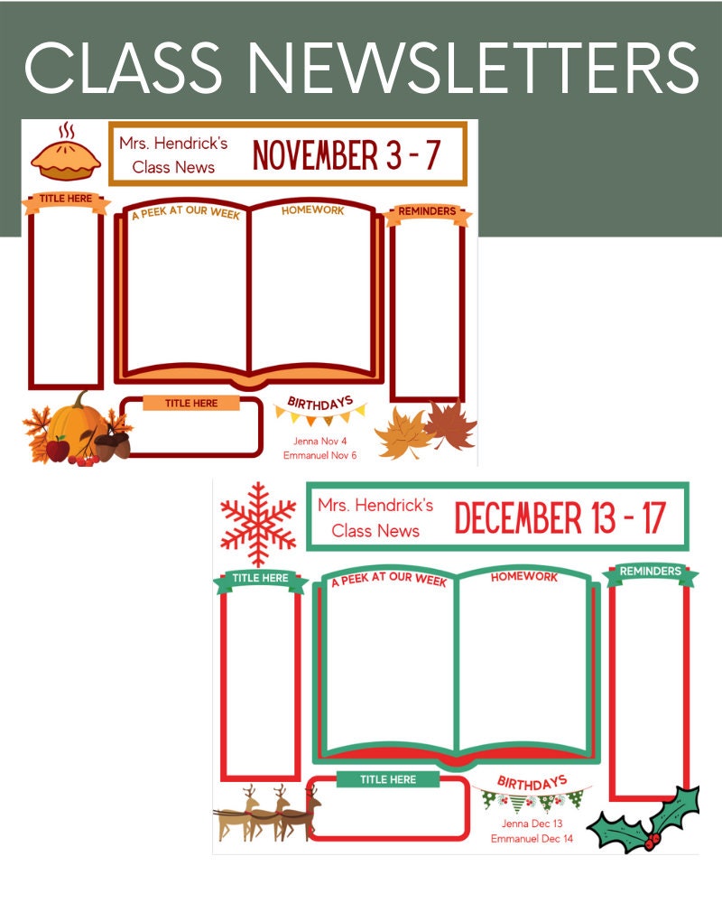 Editable Class Newsletter Template - Etsy