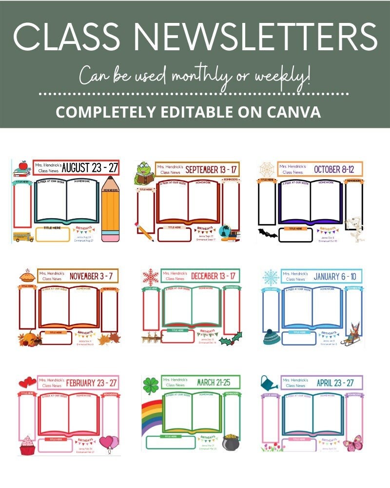 Editable Class Newsletter Template - Etsy