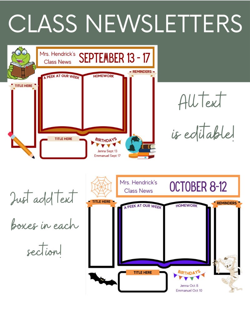 Editable Class Newsletter Template - Etsy