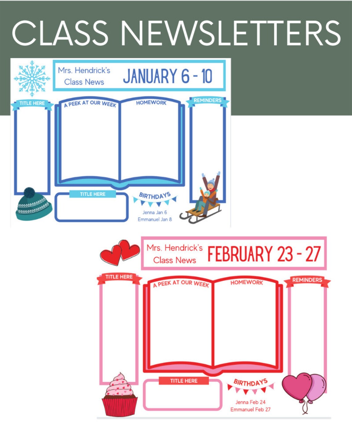 Editable Class Newsletter Template - Etsy